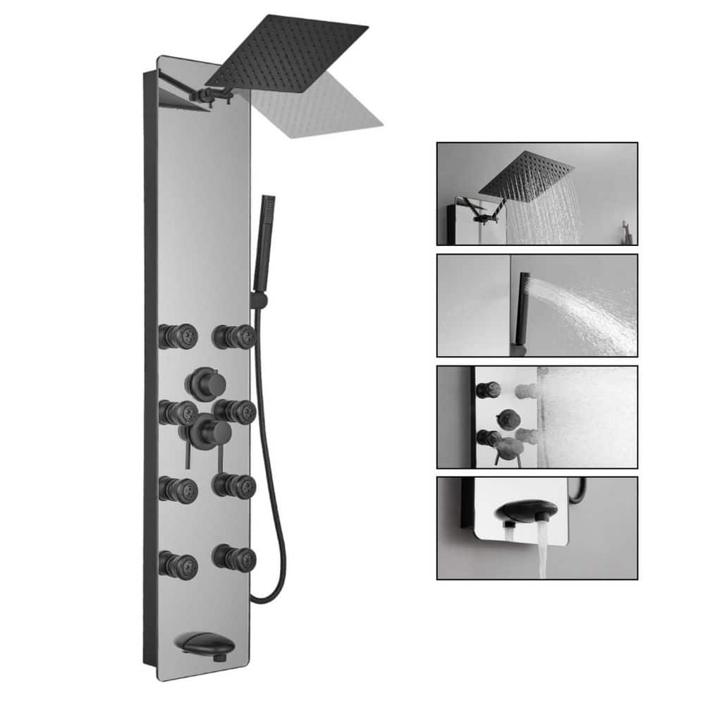 HOMEMYSTIQUE 8-Jet Multifunction Shower Panel System with Adjustable ...
