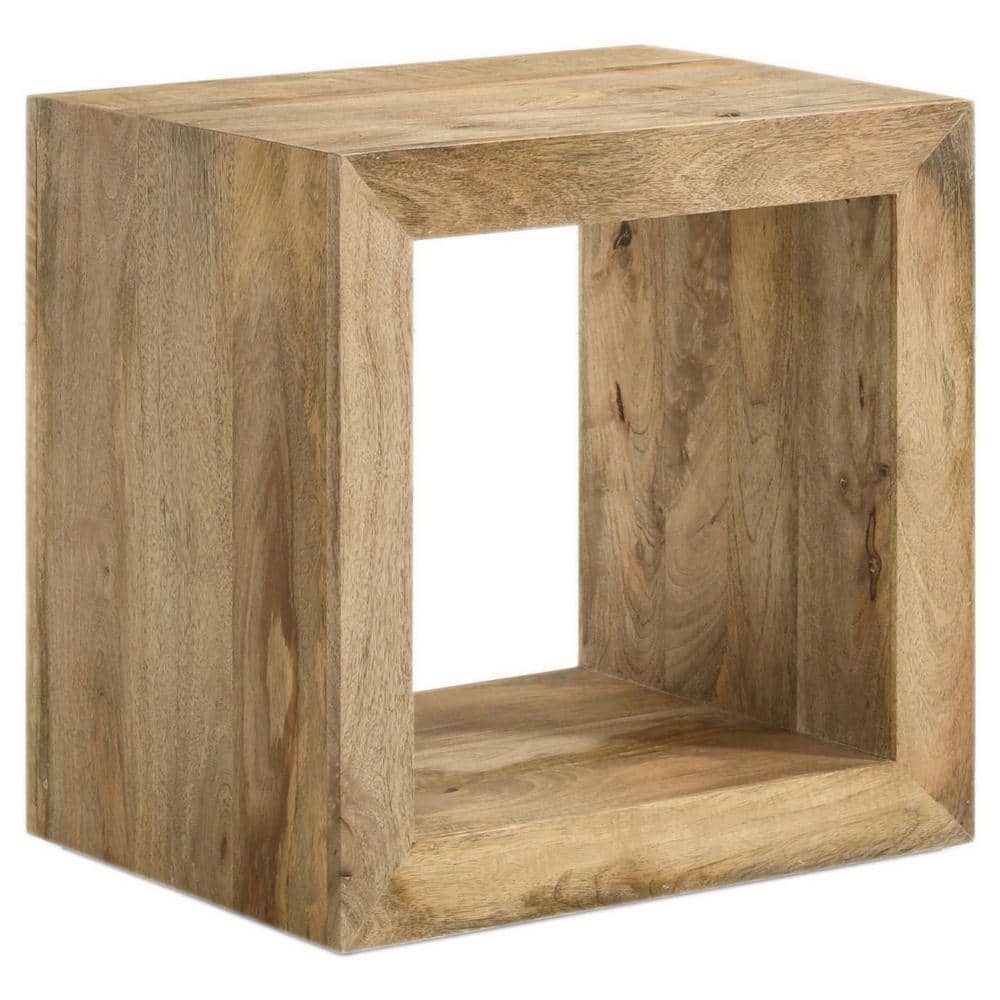 Benjara 22 in. Brown Rectangle Wood End Table with Wooden Frame ...