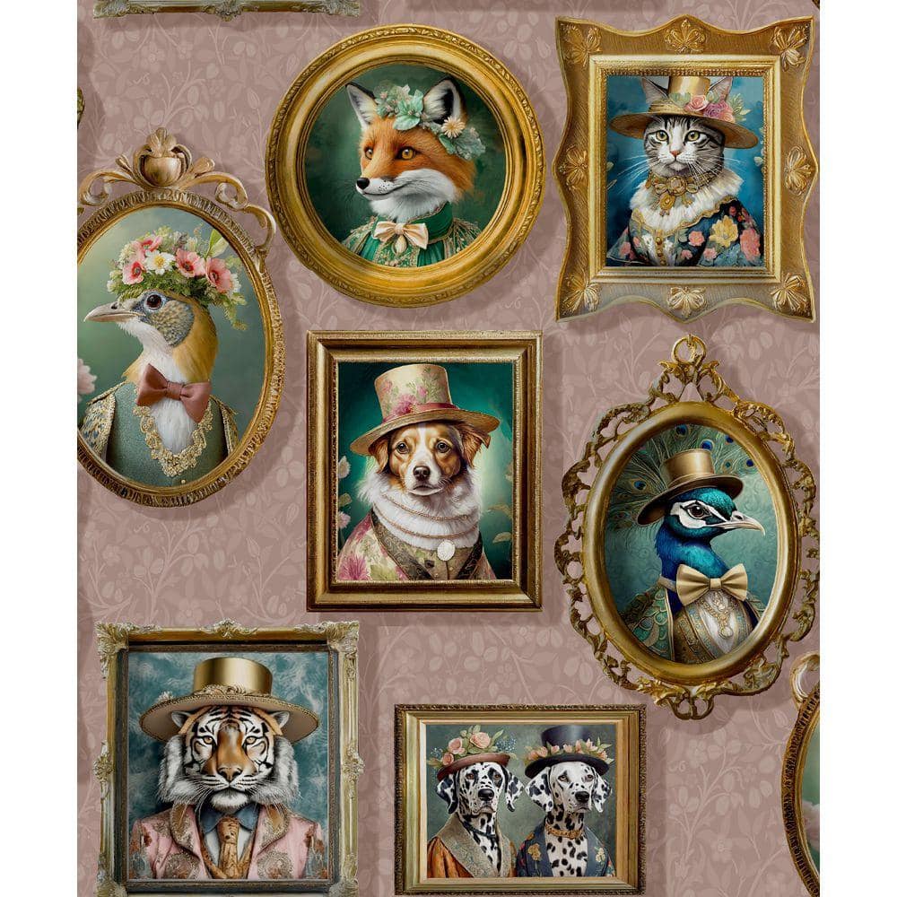 HOLDEN Regal Framed Beasts Pink Non-Pasted Wallpaper (Covers 56 sq. ft ...