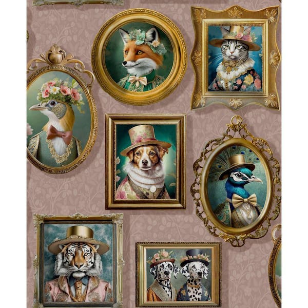 HOLDEN Regal Framed Beasts Pink Non-Pasted Wallpaper (Covers 56 sq. ft ...