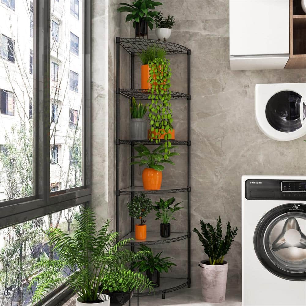 FUNKOL 18in.L*18in.W*72in.H Adjustable Black Right-Angle Scalloped Wire ...