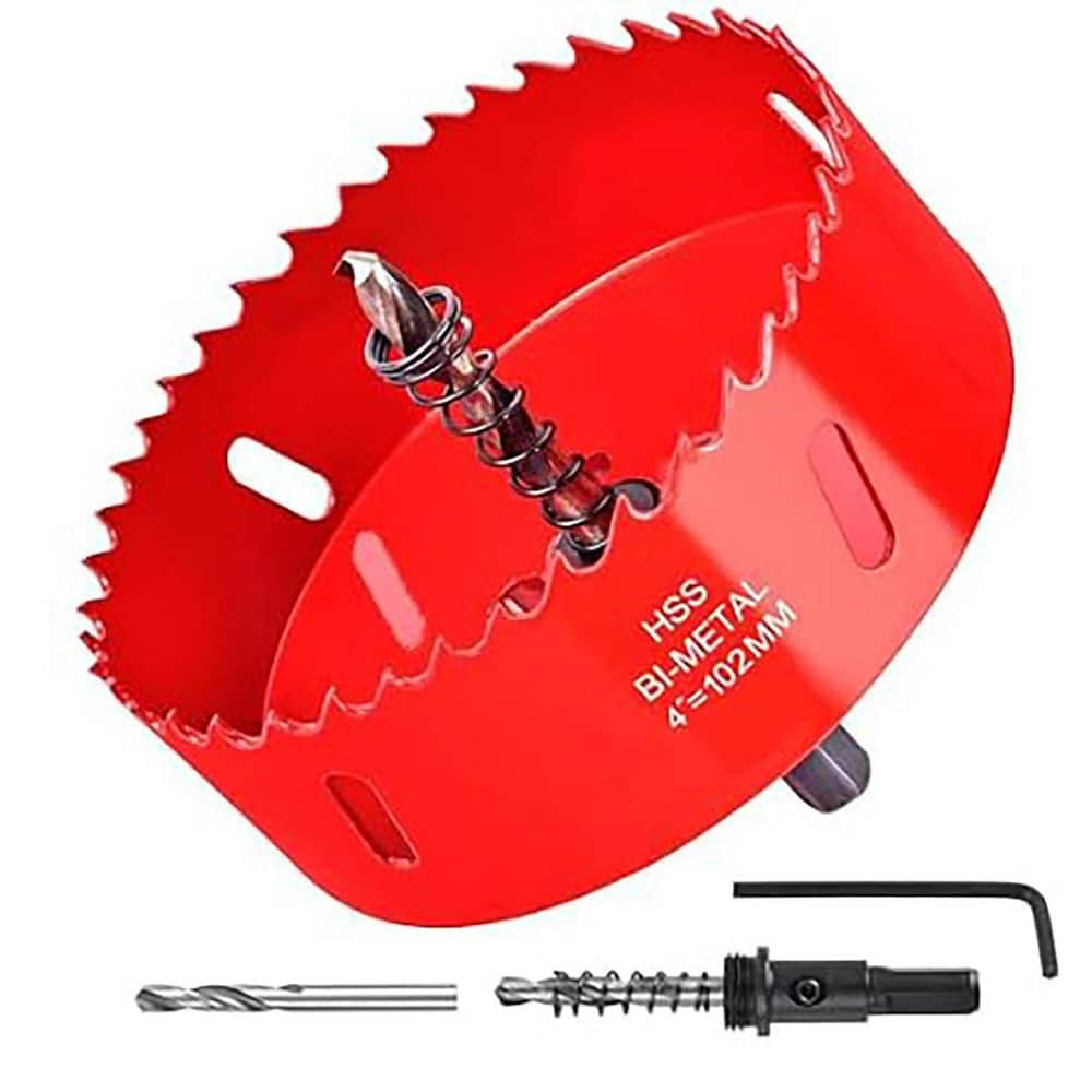 4 in. HSS Bi-Metal Hole Cutter with Pilot Drill Bit for Wood Plastic ...