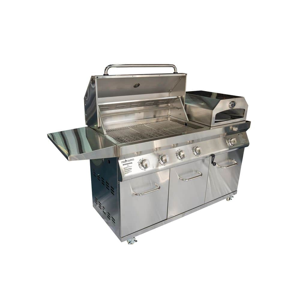 Fire Tango 4-Burner Propane Gas Grill with Pizza Oven and Adjustable ...