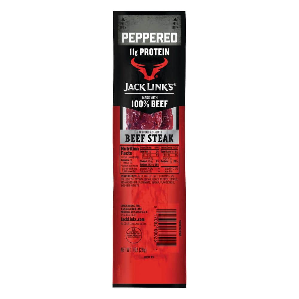 Jack Link's Meat Snack 1 oz. Peppered Beef Steak 122785 - The Home Depot