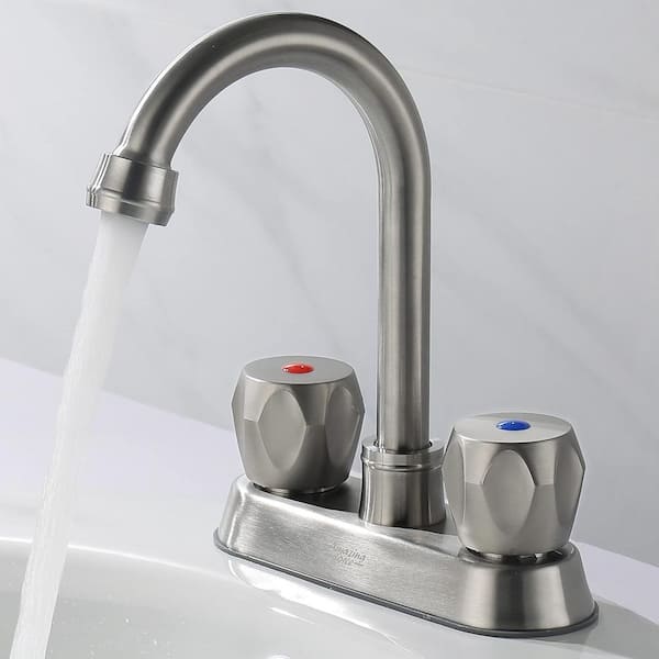 AMAZING FORCE 2-Handle Deck Mount Standard Kitchen Faucet in Brushed ...