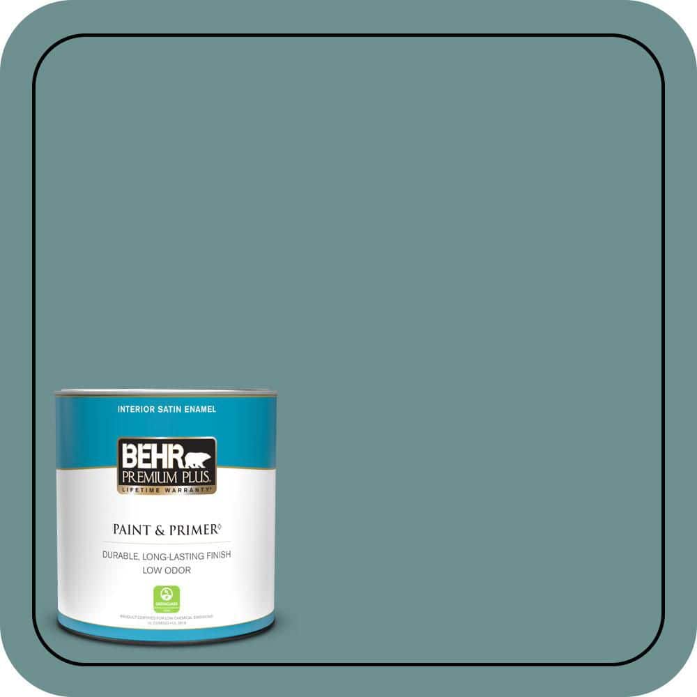 BEHR PREMIUM PLUS 1 qt. #500F-6 Hallowed Hush Satin Enamel Low Odor ...
