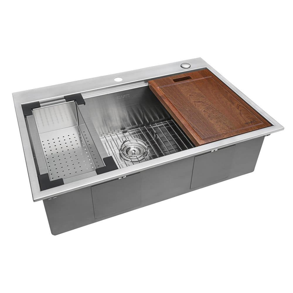 Ruvati Siena 30 in. Drop-in Single Bowl 16-Gauge Stainless Steel ...