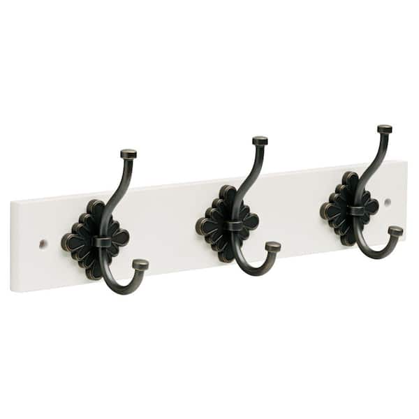 Liberty 18 in. Ivory and Warm Chestnut Floral Design Hook Rack R26104 ...