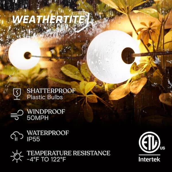 Brightech Ambience Pro 10-Light 28 ft. Indoor/Outdoor Plug-in 1W 2500K ...