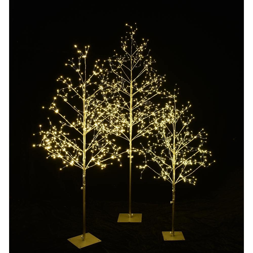 Lightshare 4 ft., 5 ft. 6 ft. Golden Artificial Christmas Tree Starlit ...