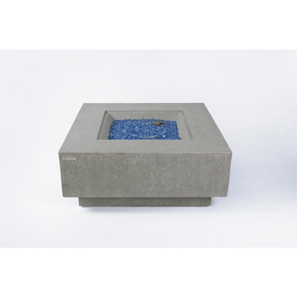Elementi Plus Victoria 40 in. L x 40 in. W x 17 in. H Square Light Grey Concrete Natural Gas ...