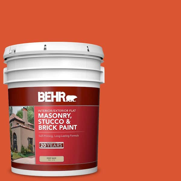 BEHR 5 gal. #P190-7 Inferno Flat Interior/Exterior Masonry, Stucco and ...