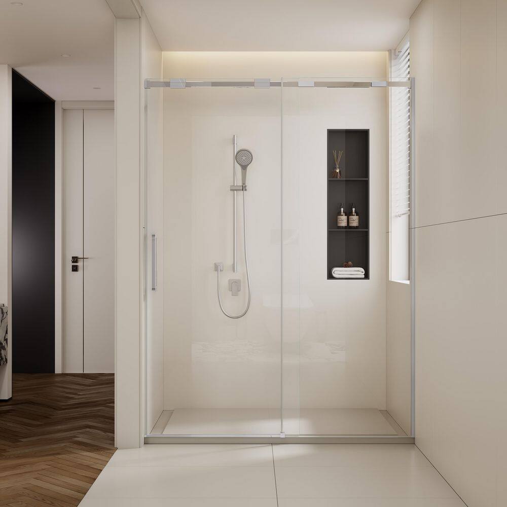 MEDUNJESS DOSH 56 in. to 60 in. W x 74 in. H Sliding Semi-Frame Shower ...