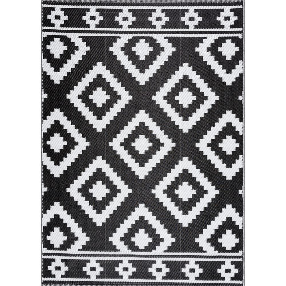 PLAYA RUG Milan Black and White 9 ft. x 12 ft. Folded Reversible ...