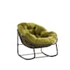 Sudzendf Metal Rattan Outdoor Rocking Chair with Olive Green Cushion ...