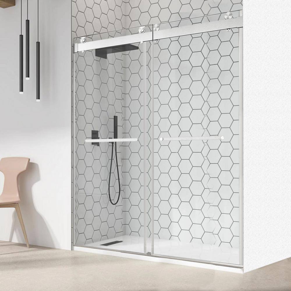 Satico 72 in. W x 76 in. H Freestanding Double Sliding Frameless Shower ...