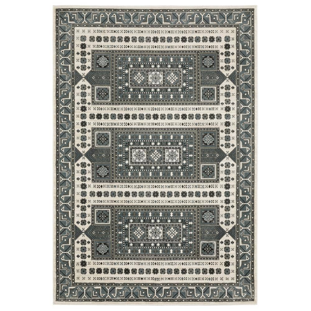 AVERLEY HOME Rayder Gray/Blue 5 ft. x 8 ft. Moroccan Geometric ...