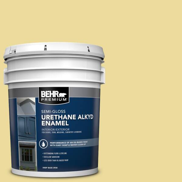 BEHR PREMIUM 5 gal. #P330-3A Flourish Urethane Alkyd Semi-Gloss Enamel ...