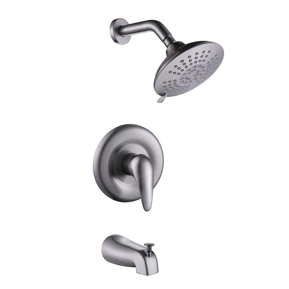 GIVING TREE Single-Handle 5-Spray Tub and Shower Faucet in Brushed ...