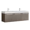 Fresca Vista 60 in. Modern Wall Hung Bath Vanity in Gray Oak with ...