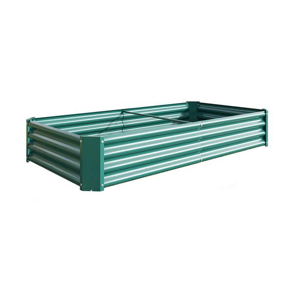 Otryad 6 x 3 x 1 ft. Green Metal Rectangular Raised Garden Bed Outdoor ...