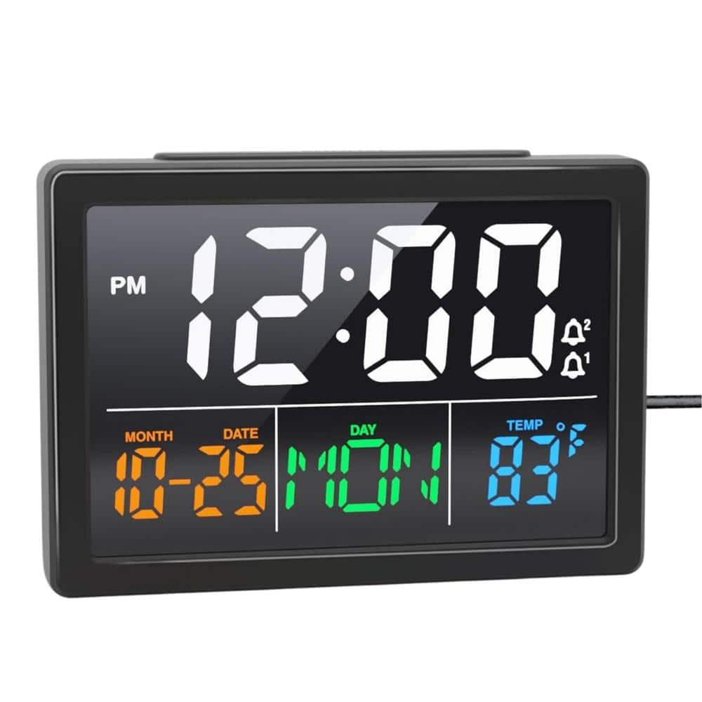 Afoxsos Black Modern Digital LED Alarm Clock with Time Display ...
