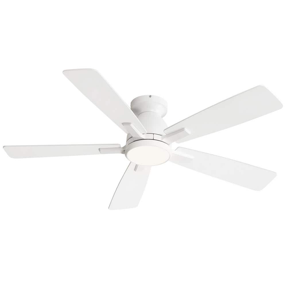 HINNIXY 46 in. Indoor White Modern Low Profile 3-Colors LED 6-Speed ...