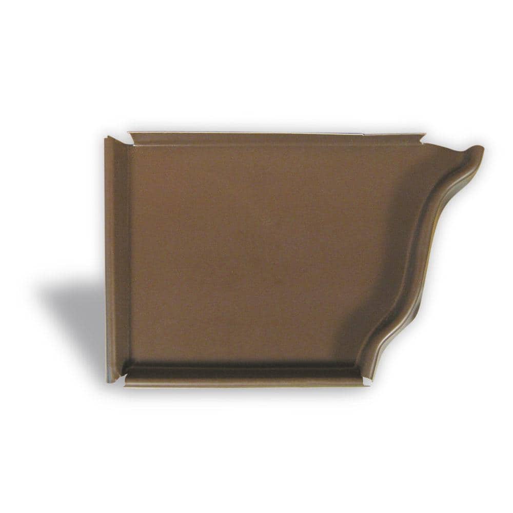PEAK 5 in. Brown Aluminum Gutter Left End Cap 2743 - The Home Depot