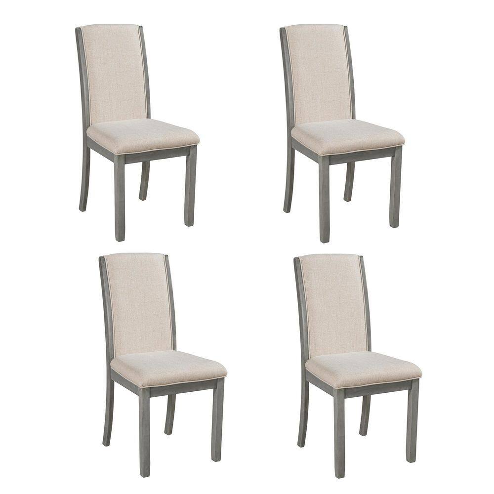 Farmhouse Gray Upholstered Full Back Dining Chairs (Set of 4) ZY ...