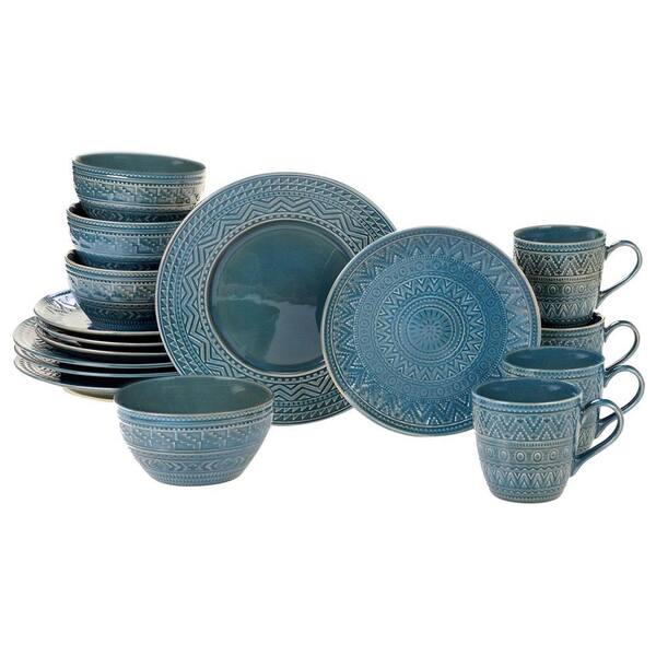 Certified International Aztec 16-Piece Patterned Multi-Colored ...