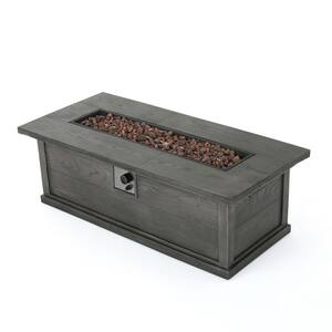Tenleaf Large Gray 56 in. 50000 BTU Rectangle Composite GRFC Fire Pit ...