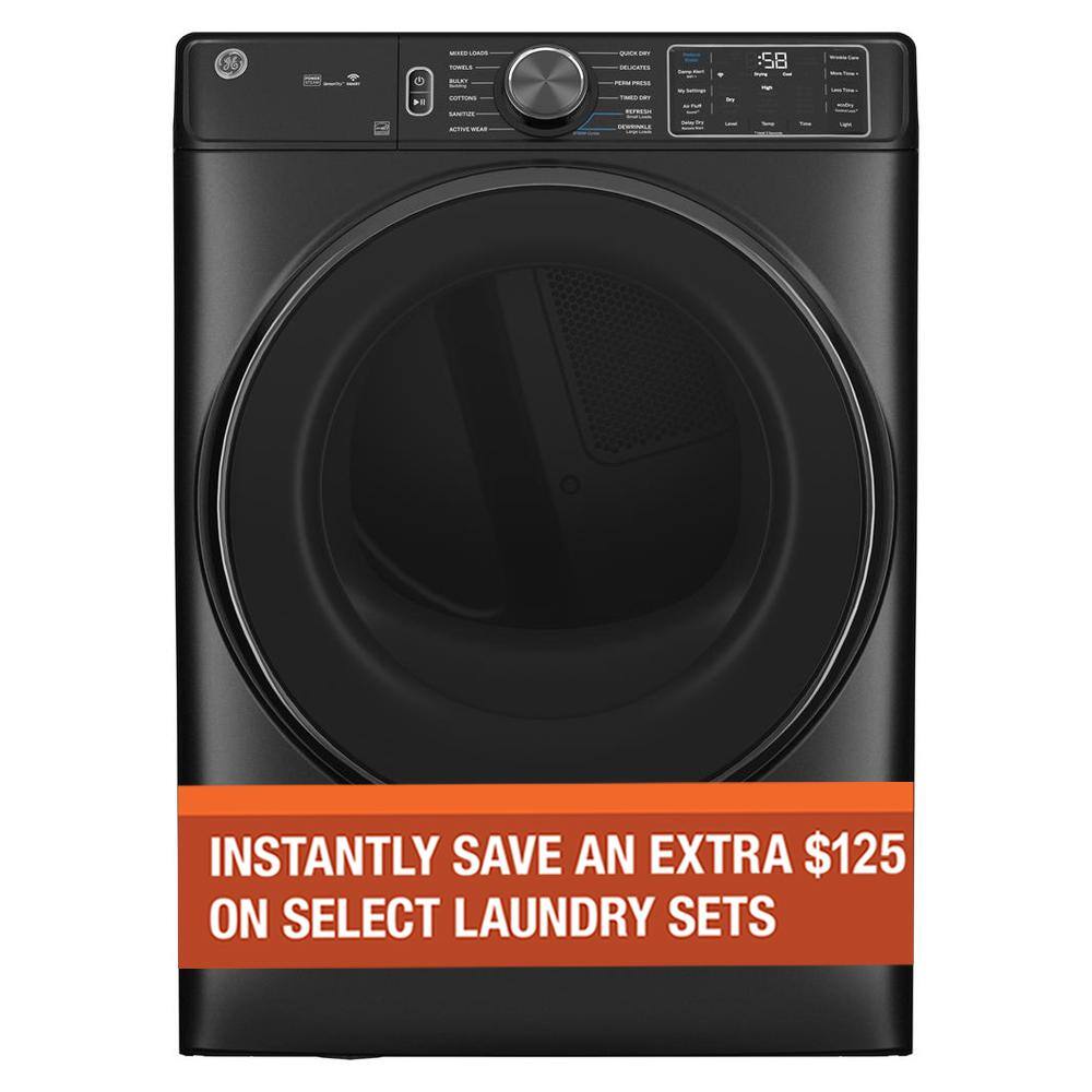 GE 7.8 cu.ft. Smart Front Load Electric Dryer in Carbon Graphite with ...