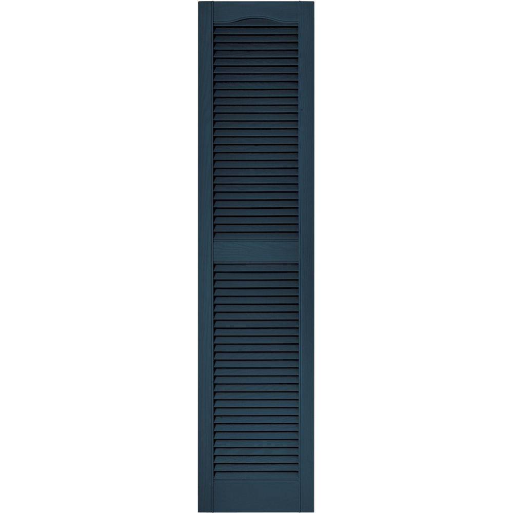 Builders Edge 15 in. x 64 in. Louvered Vinyl Exterior Shutters Pair in ...