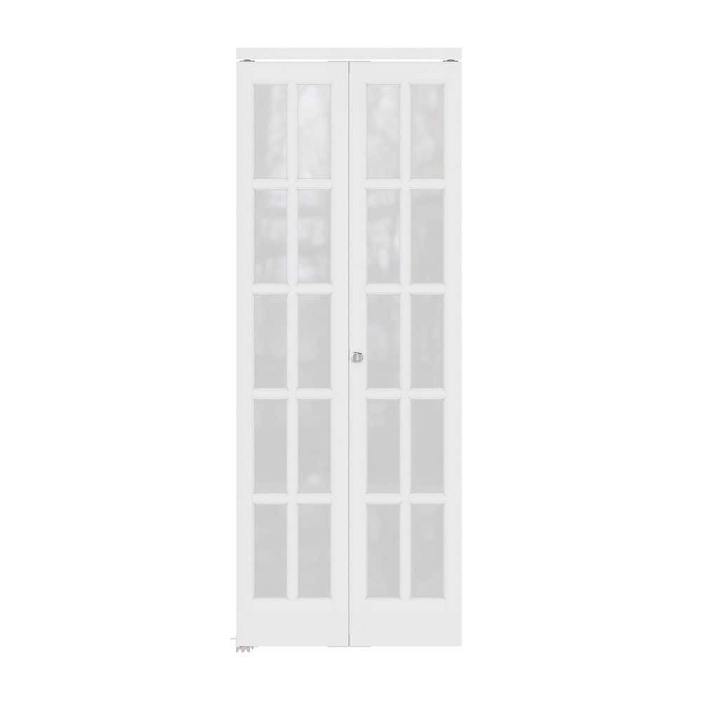 ARK DESIGN 30 in. x 80 in. 10-Lite Frosted Glass Solid Core White ...