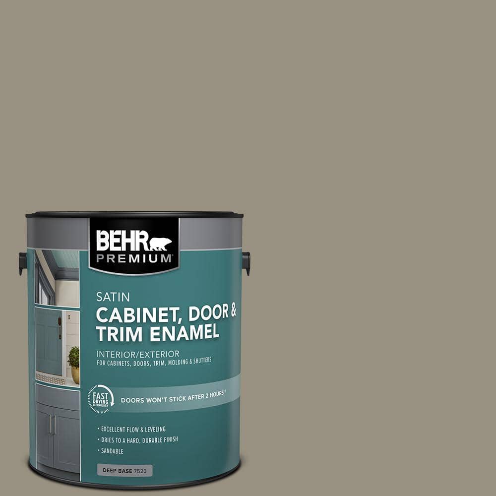 BEHR PREMIUM 1 gal. #N320-5 Gray Squirrel Satin Enamel Interior ...