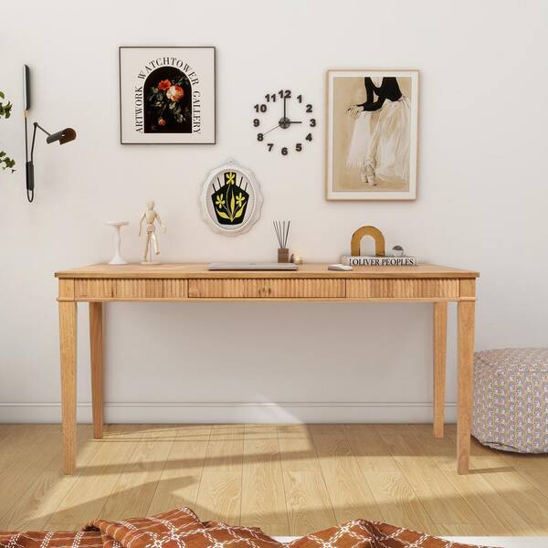 Jennifer Taylor Dumont 63 in. Blonde Solid Rubberwood and Rubberwood ...