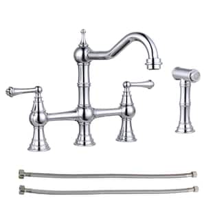 AVITAS Double Handle 4-Hole High Arc Widespread Brass Bridge Kitchen ...