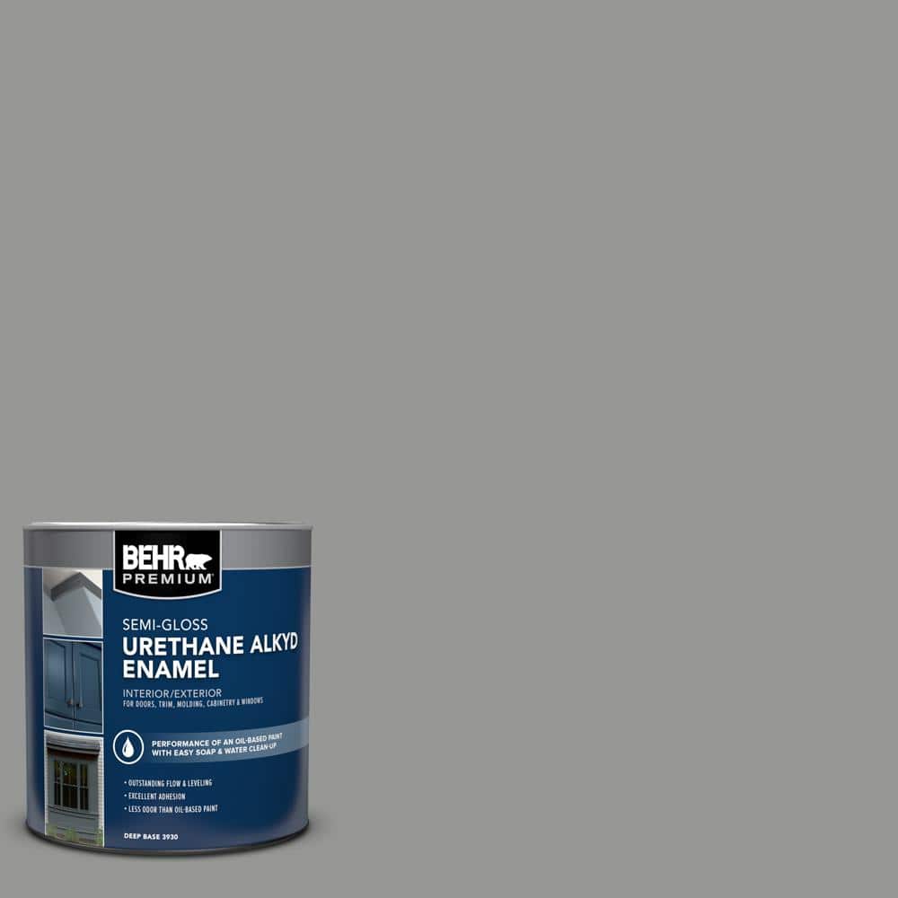 BEHR PREMIUM 1 qt. #PPU24-19 Shark Fin Urethane Alkyd Semi-Gloss Enamel ...