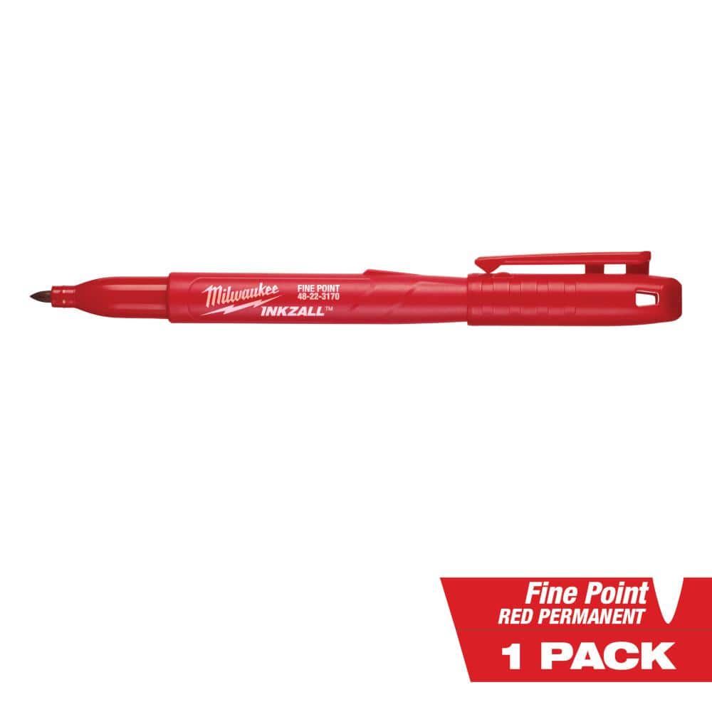 Milwaukee INKZALL Red Fine Point Jobsite Permanent Marker 48-22-3170 ...