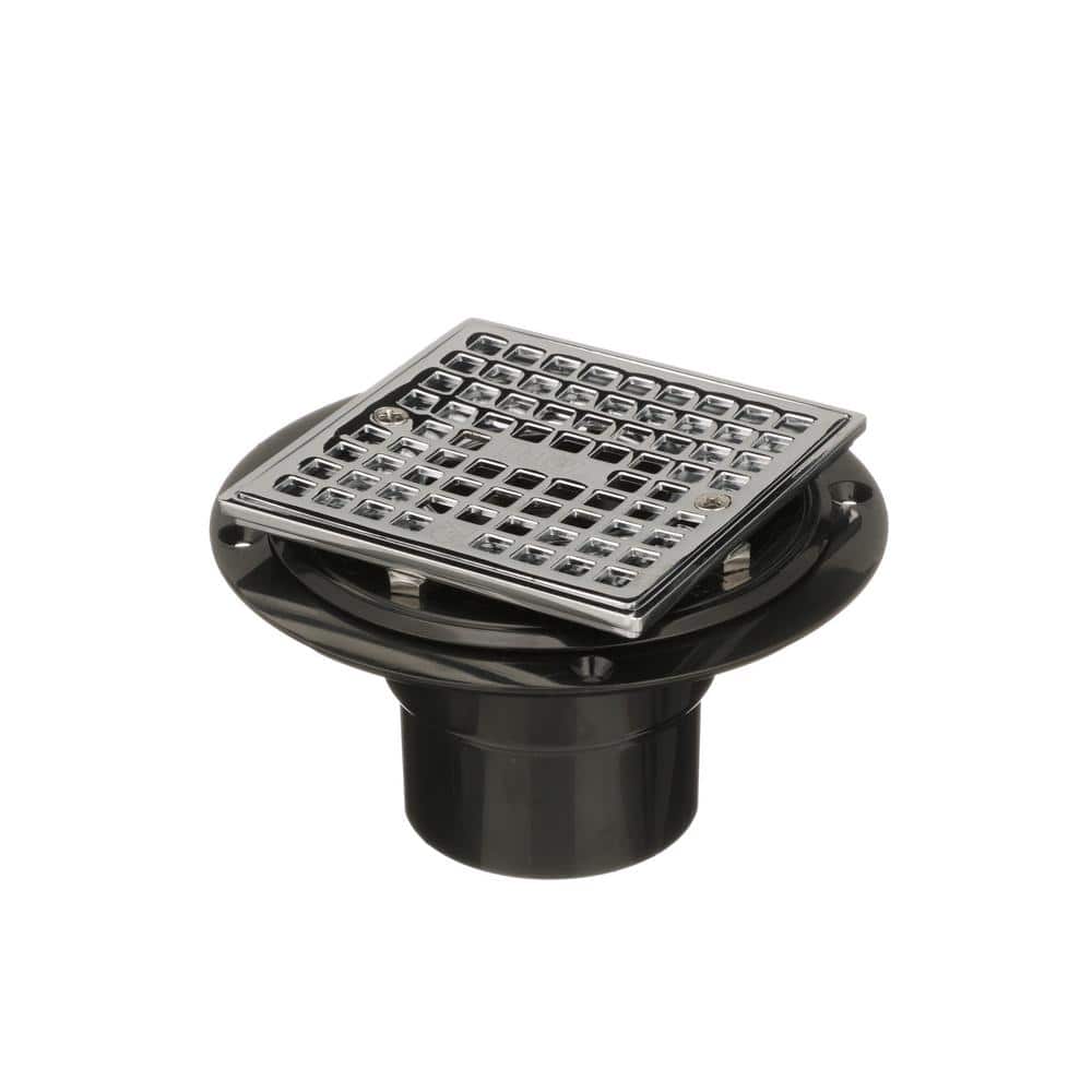 Oatey Round Black ABS Shower Drain with 4-3/16 in. Square Screw-In ...