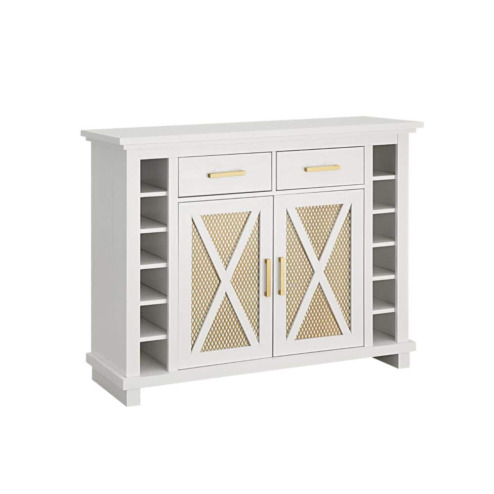 Home Source Industries Home Source White Console Bar Cabinet with Gold ...