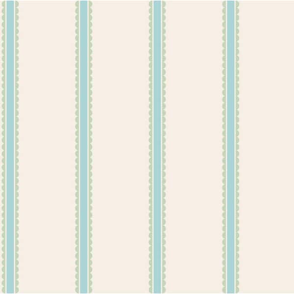 Advantage Bobbin Stripe Aqua Blue Scalloped Wallpaper Sample 4203 ...