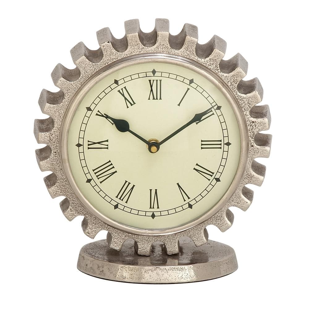 LITTON LANE Vintage Silver Gear Table Clock 68957