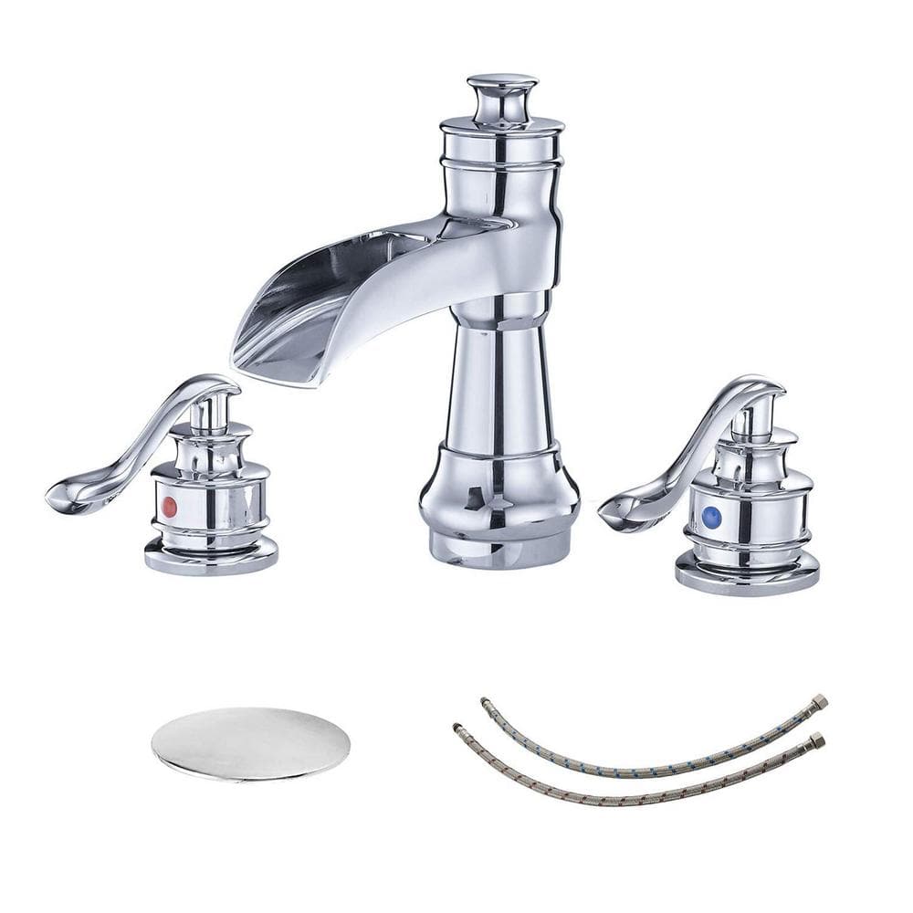 Fapully 8 in. Widespread 3 Holes 2-Handle Mid-Arc Waterfall Bathroom ...