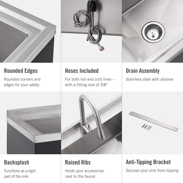 TRINITY 14 in. D x 30 in. W Freestanding Laundry/Utility Sink in ...