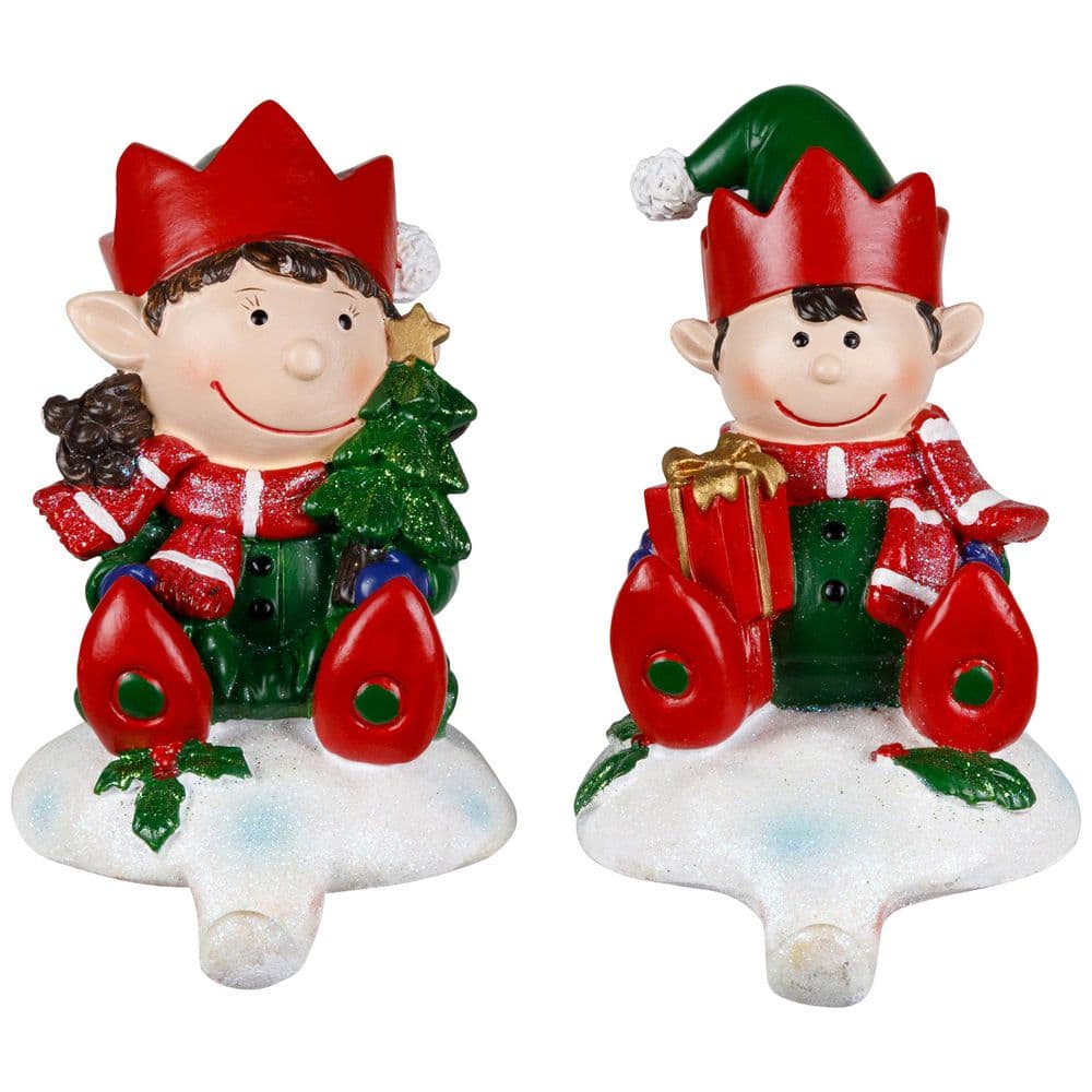 Northlight Festive Elves Christmas Stocking Holders-5"-Set of 2 ...