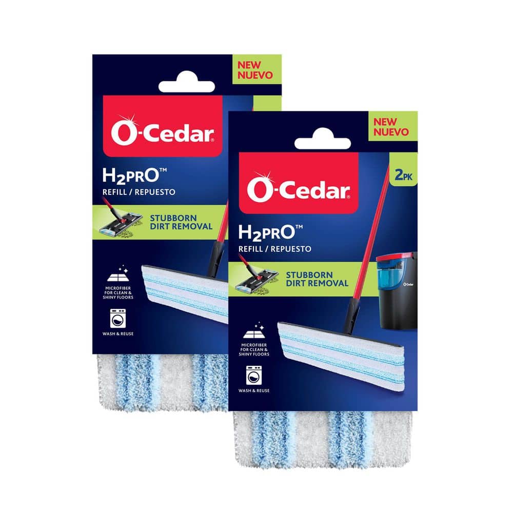 O-Cedar H2prO 15 in. Flat Mop Microfiber Mop Head Replacement (4-Pack ...