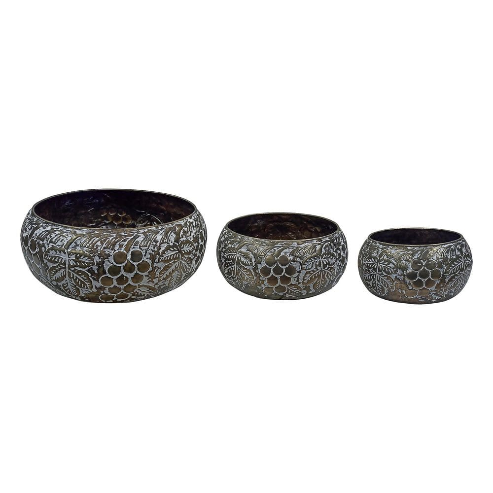 Evergreen Metal Embossed Circular Planter (3-Pack) 8PMTL434 - The Home ...