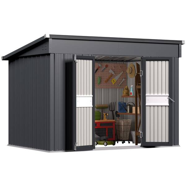 VEIKOUS 10 ft. W x 6 ft. D Metal Shed Outdoor Storage Shed 60 sq. ft ...