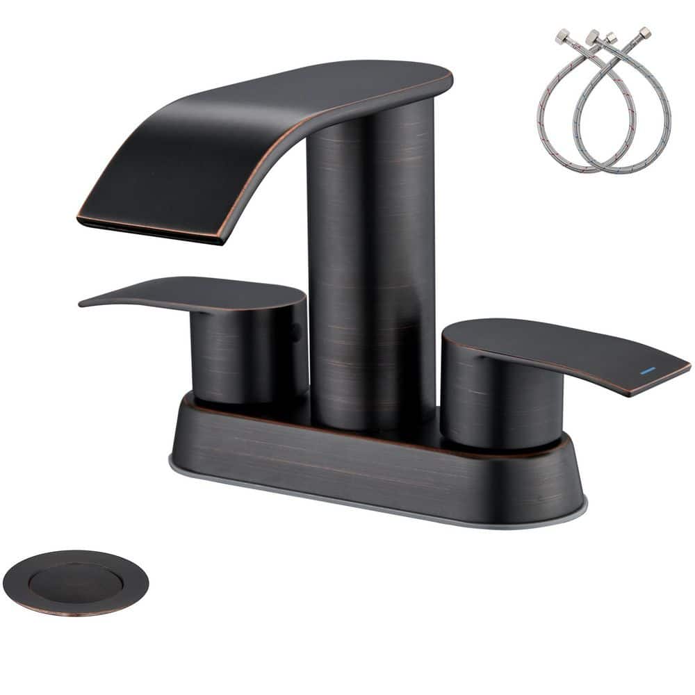 GAGALIFE 4 in. Centerset Double-Handle Waterfall Spout Bathroom Vessel ...